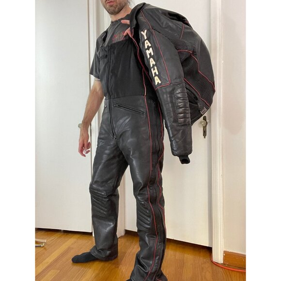 Yamaha | Jackets & Coats | Vintage Yamaha Maxim Wear Leather Jacket Bib ...